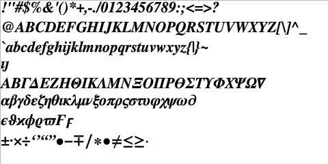 W3C MathML TestSuite: Version 3: Test-case serif-bold-italic