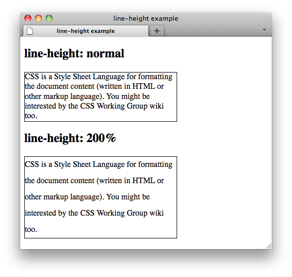 CSS Properties line height W3C Wiki